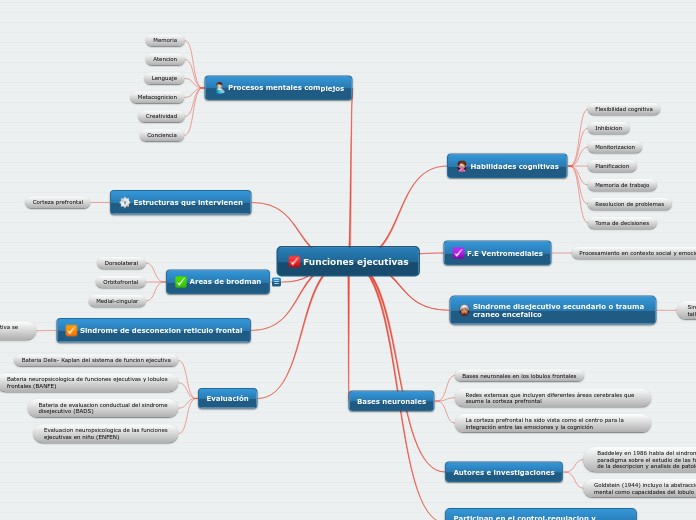 Funciones ejecutivas - Mind Map